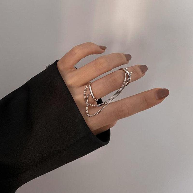 Tarnish Free Double Sterling Silver Resizable Chain Ring
